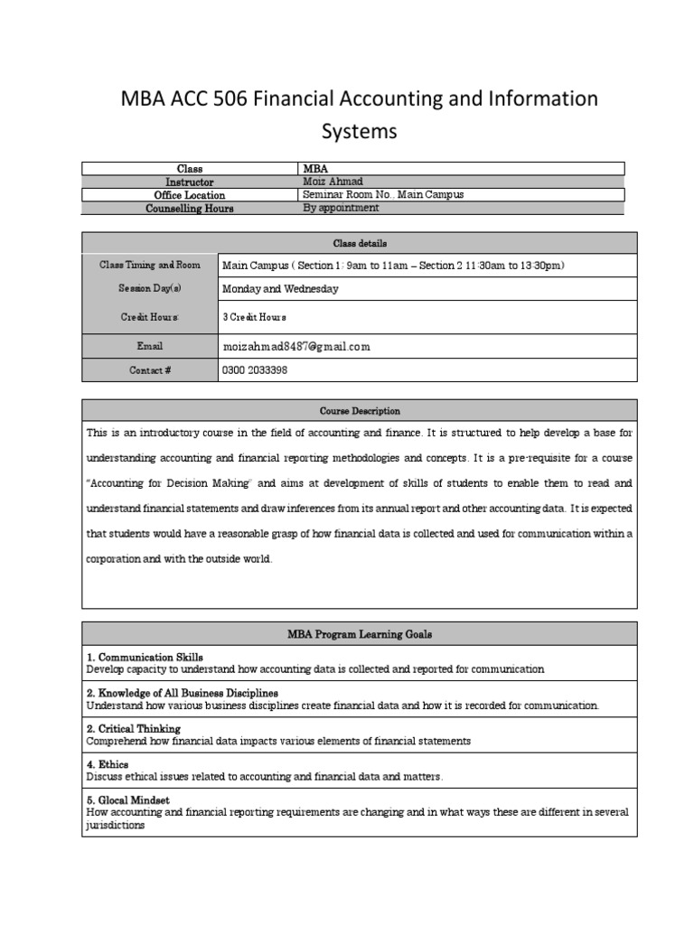 Course Outline - FAIS 2300 | PDF | Debits And Credits | Financial ...