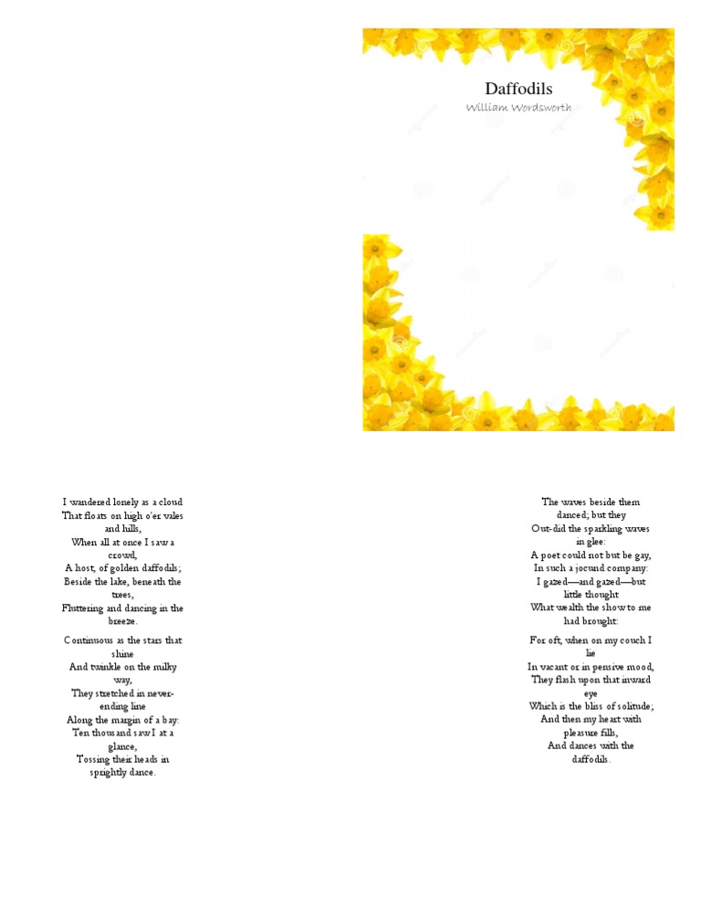 Wordsworth's Daffodils Poem Text | PDF | Art | Poetry