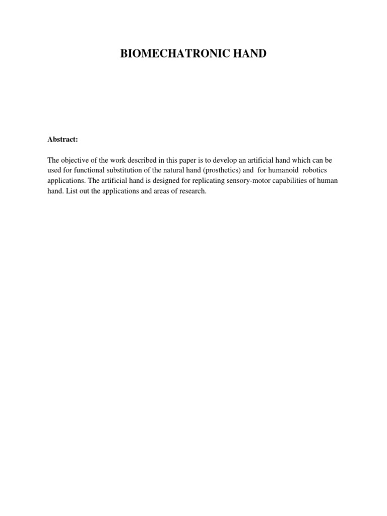 Biomechatronic Hand | PDF | Science | Engineering