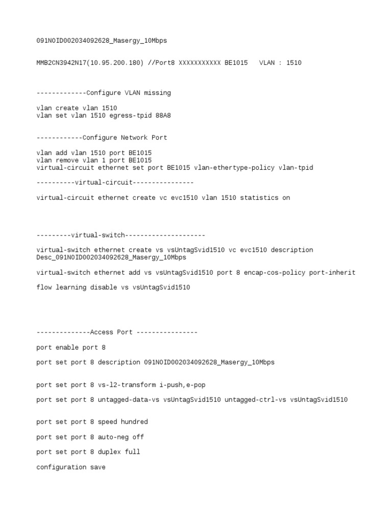 Ciena Switch Script | PDF | Port (Computer Networking) | Telecommunications Infrastructure