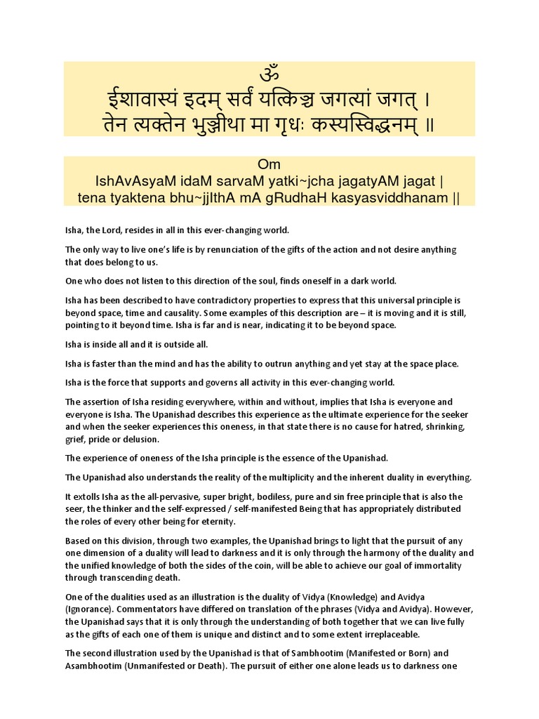 Isha Upanishad | PDF | Upanishads | Eastern Philosophy