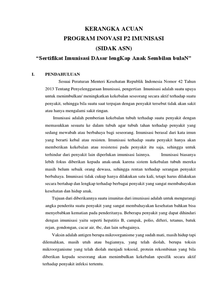 Kak Program Inovasi P2 Imunisasi | PDF