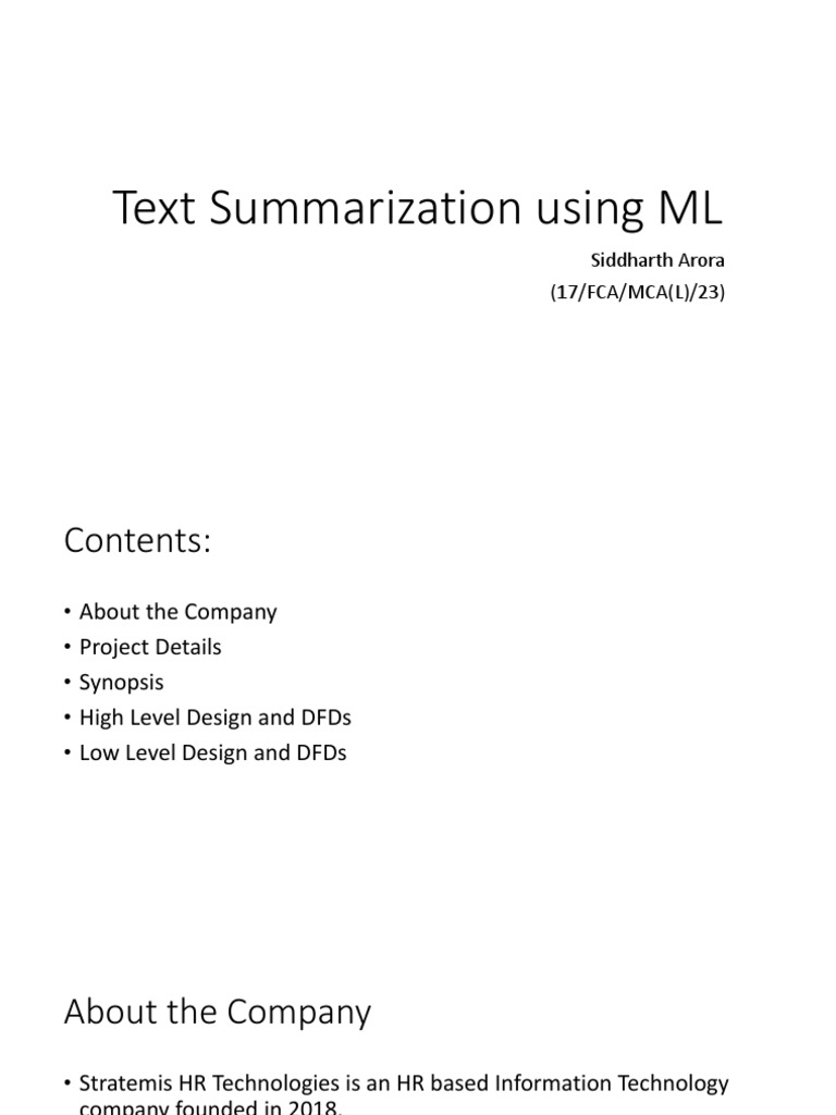 Text Summarization Using ML | PDF