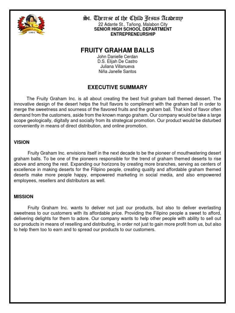 Fruity Graham Mission and Vision | PDF | Marketing | Business
