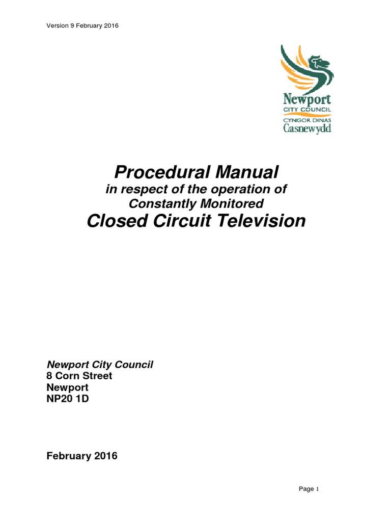 Procedural Manual: in Respect of The Operation of Constantly Monitored ...