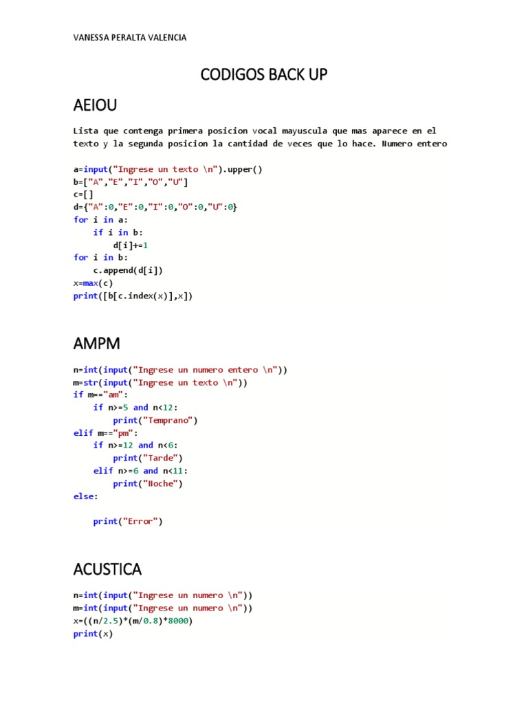 Codigos Back Up | PDF | Python (lenguaje de programación) | Matriz (Matemáticas)