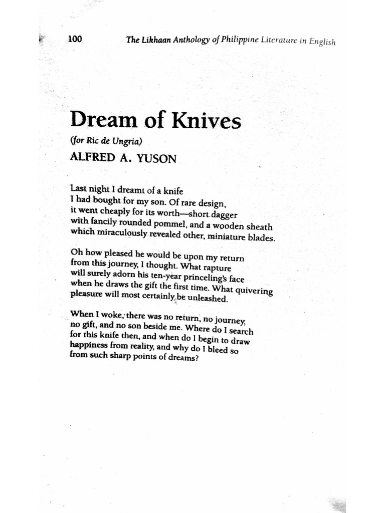 Dream of Knives by Alfred Yuson | PDF