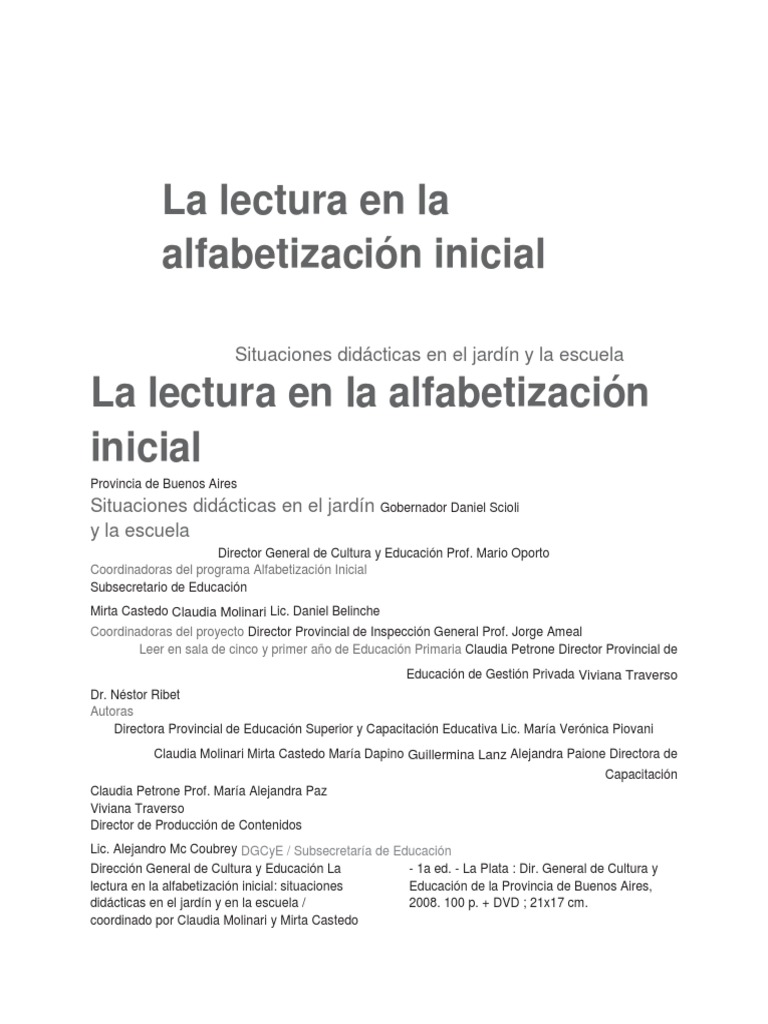 Alfabetizacion en El Nivel Inicial | PDF | Libros | Educación de la ...