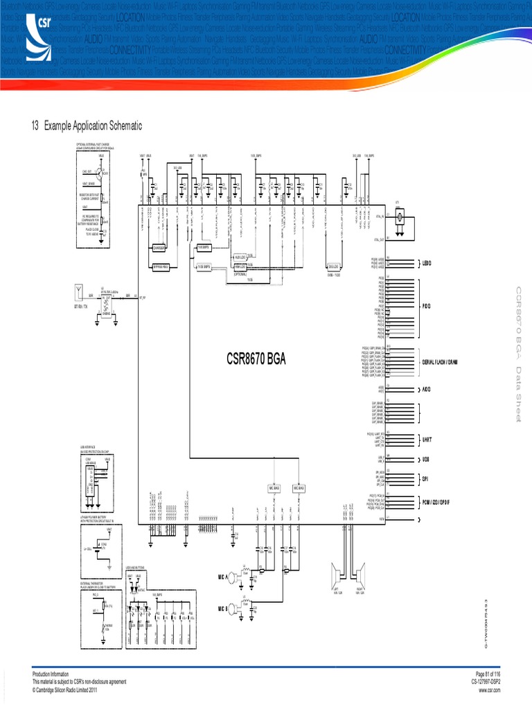 CSR8670 BGA: 13 Example Application Schematic | PDF