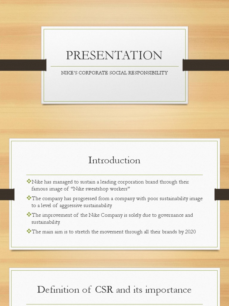 Presentation Nike CSR | PDF | Corporate Social Responsibility ...