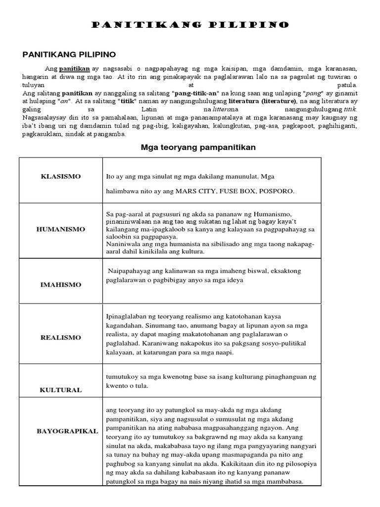 Panitikang Pilipino | PDF