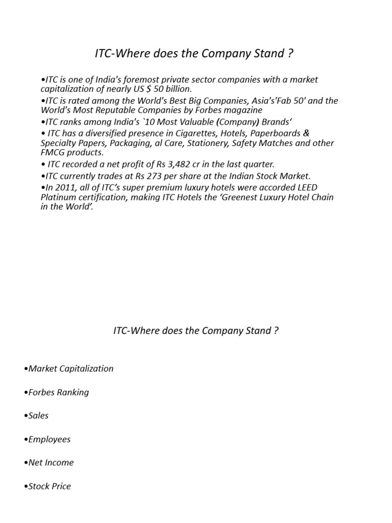ITC-Where Does The Company Stand | PDF | Business | Market (Economics)