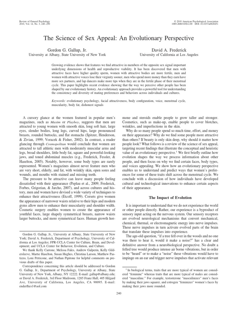 The Science Of Sex Appeal An Evolutionary Perspective Pdf Physical Attractiveness Sexual