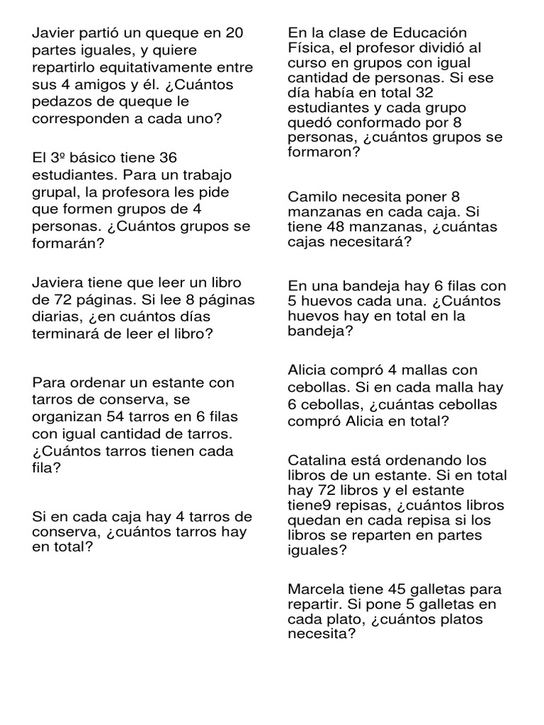 Problemas Verbales | PDF | Salud y bienestar