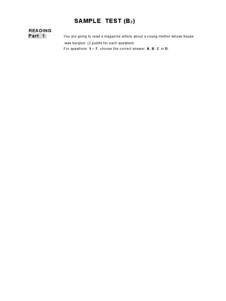 Sample Test (B) : Reading | PDF