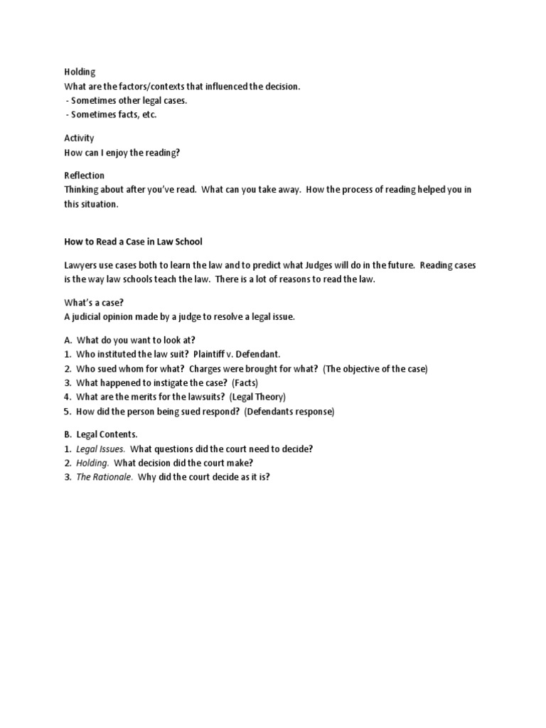 Law School Case Reading Guide | PDF | Legal Disputes | Lawsuit