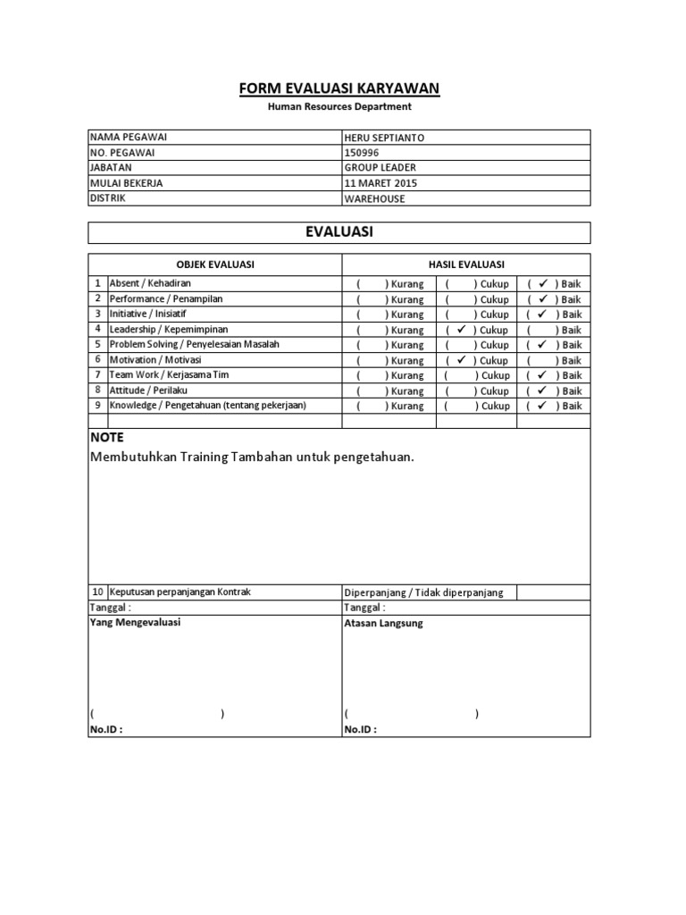 Form Evaluasi Karyawan | PDF