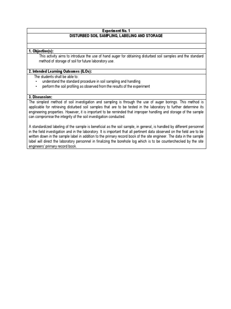 Disturbed Soil Sampling Techniques | PDF