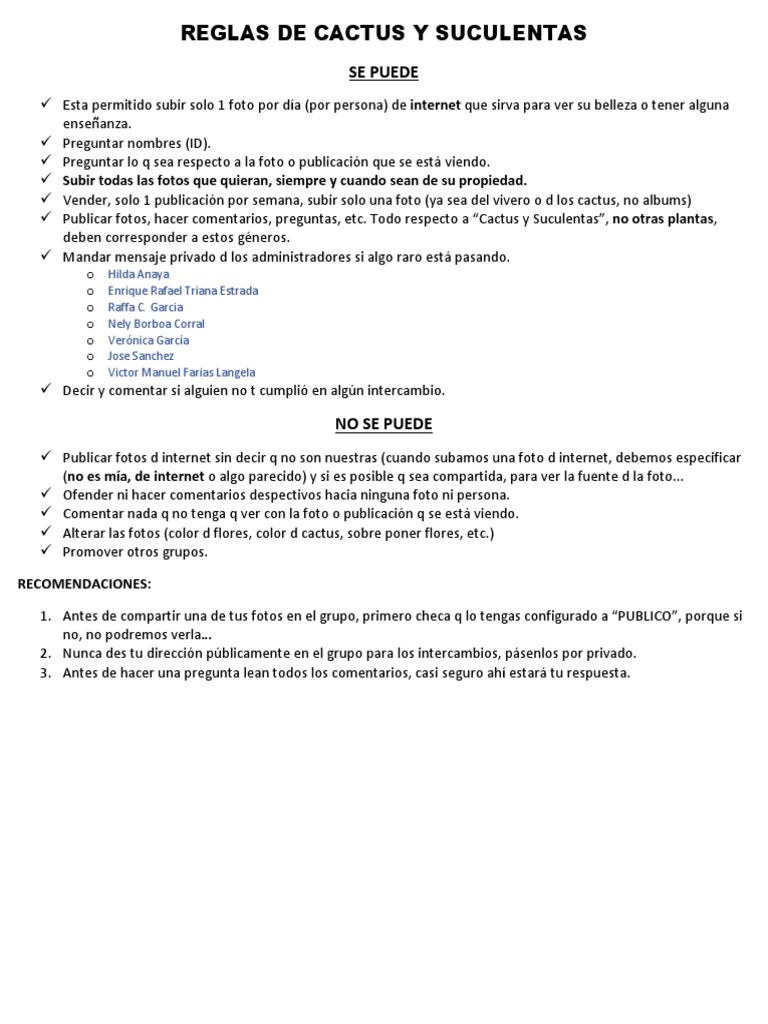 Reglas de Cactus y Suculentas | PDF | Informática y tecnología de la ...