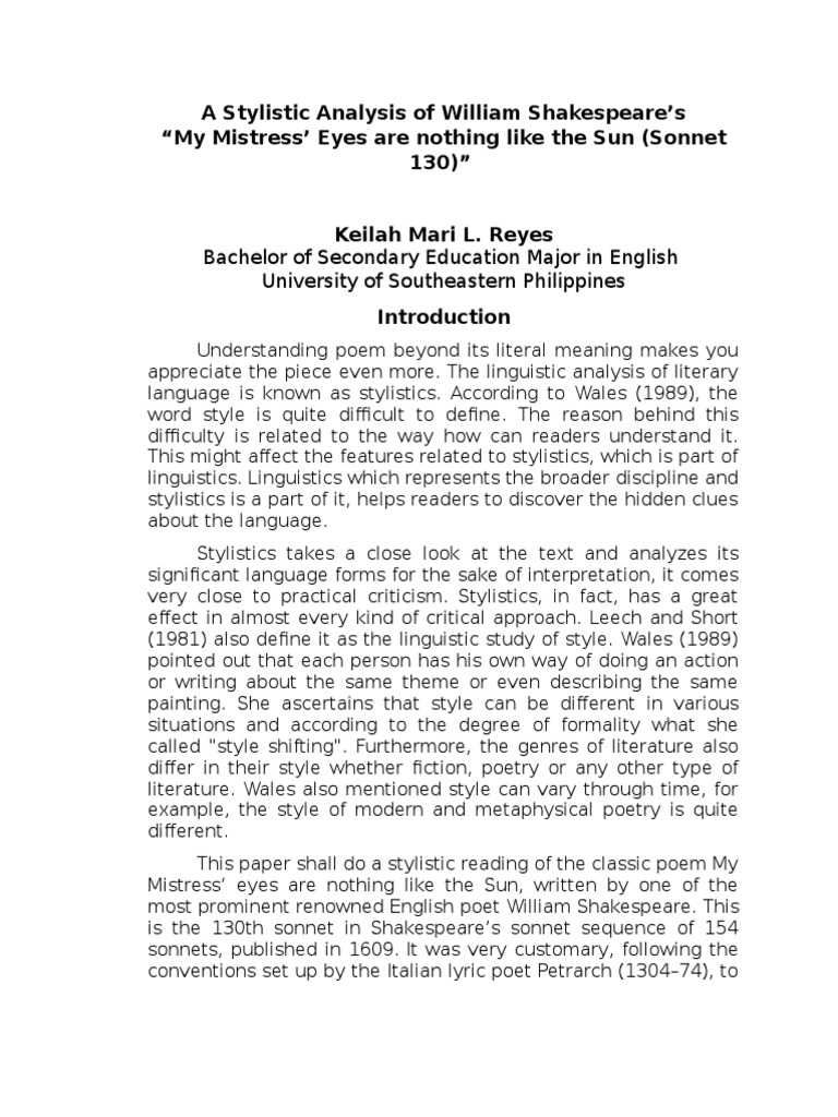 A Stylistic Analysis of William Shakespeare | PDF | Poetry | Poetic Form