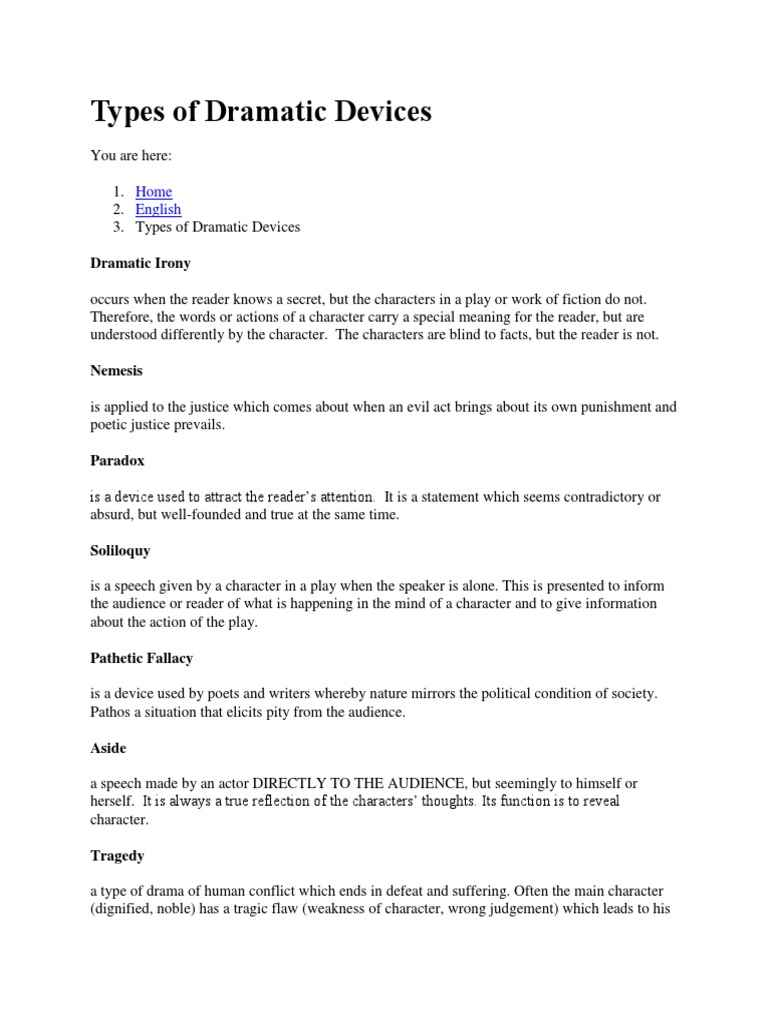 Overview of Dramatic Devices | PDF | Narrative | Nonverbal Communication