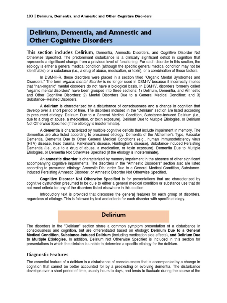 Delirium DSM V | PDF | Dementia | Psychosis