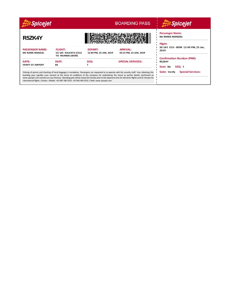 Sample Boarding Pass | PDF