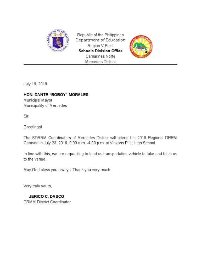 Request Letter For Transpo | PDF