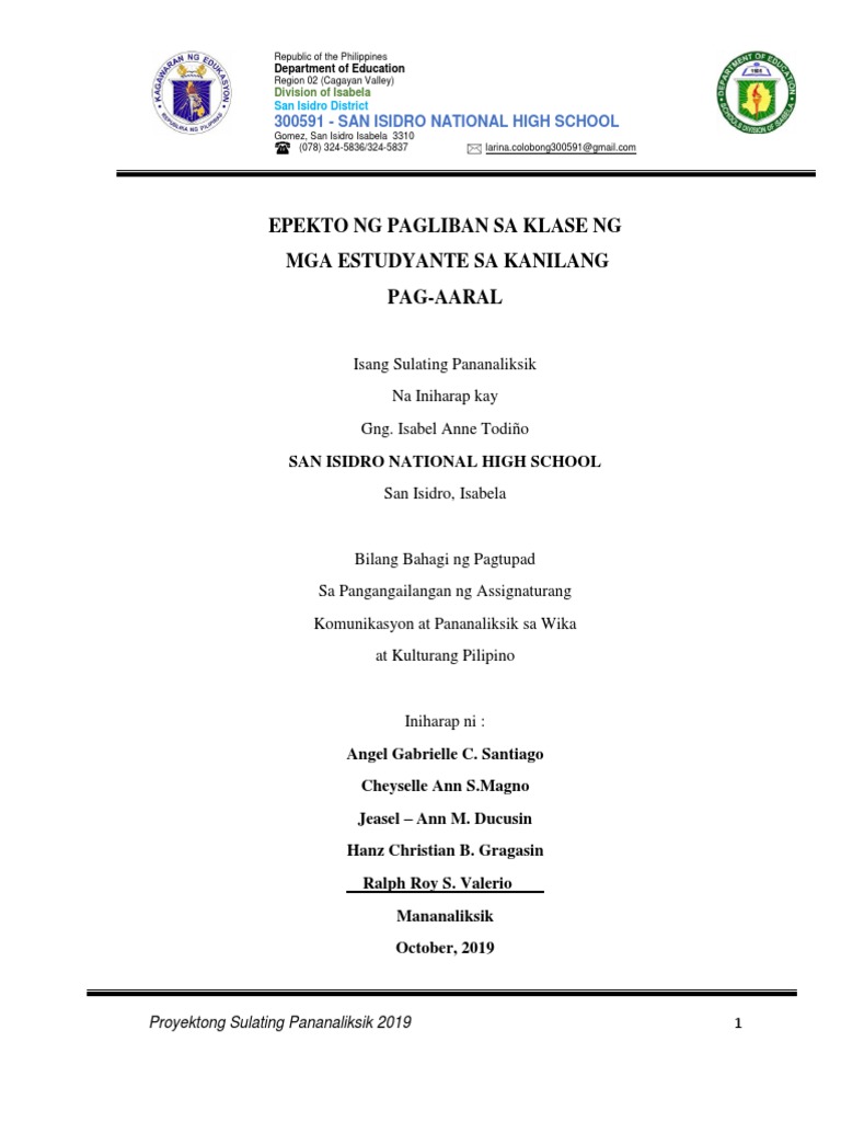 Epekto Ng Pagliban Sa Klase Ng Mga Estudyante Sa Kanilang Pag-Aaral ...