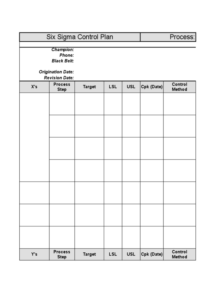 Six Sigma Control Plan Excel Template | Download Free PDF | Computing ...