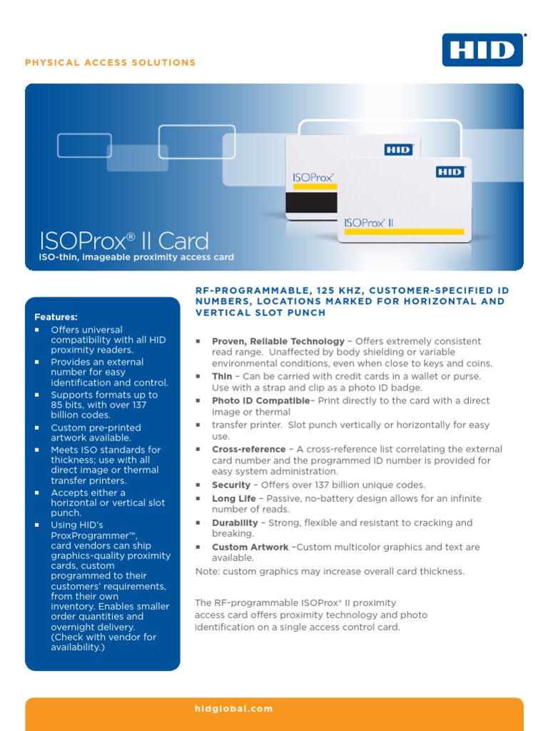 Isoprox® Ii Card: Physical Access Solutions | PDF | Printer (Computing)