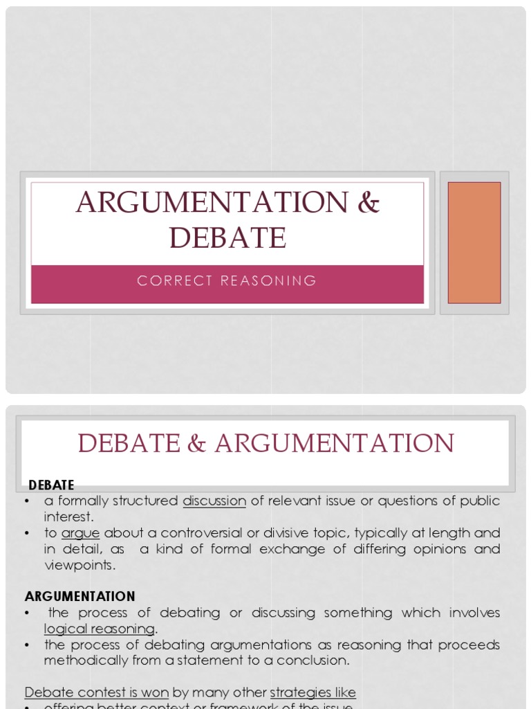 Correct Reasoning in Debate & Argumentation | PDF | Argument | Reason