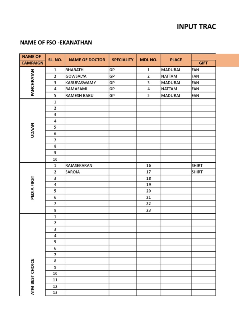 Input Tracker Fill | PDF