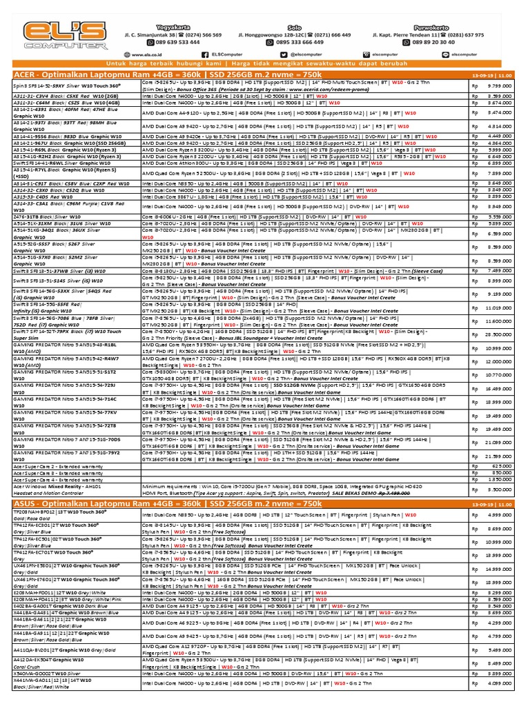 Price List Els Computer Shop | PDF
