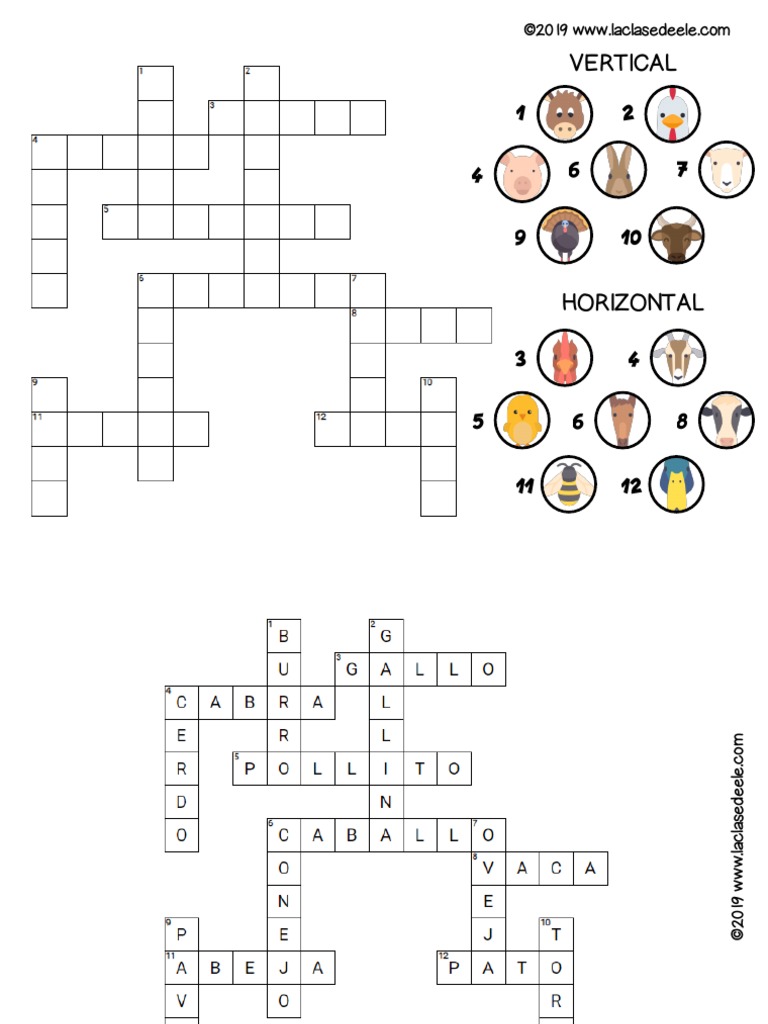 Crucigrama Animales Granja (Laclasedeele)