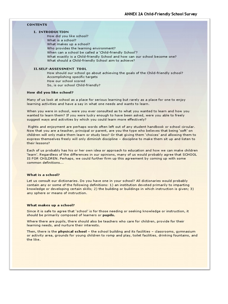 Child Friendly | PDF | Schools | Teachers