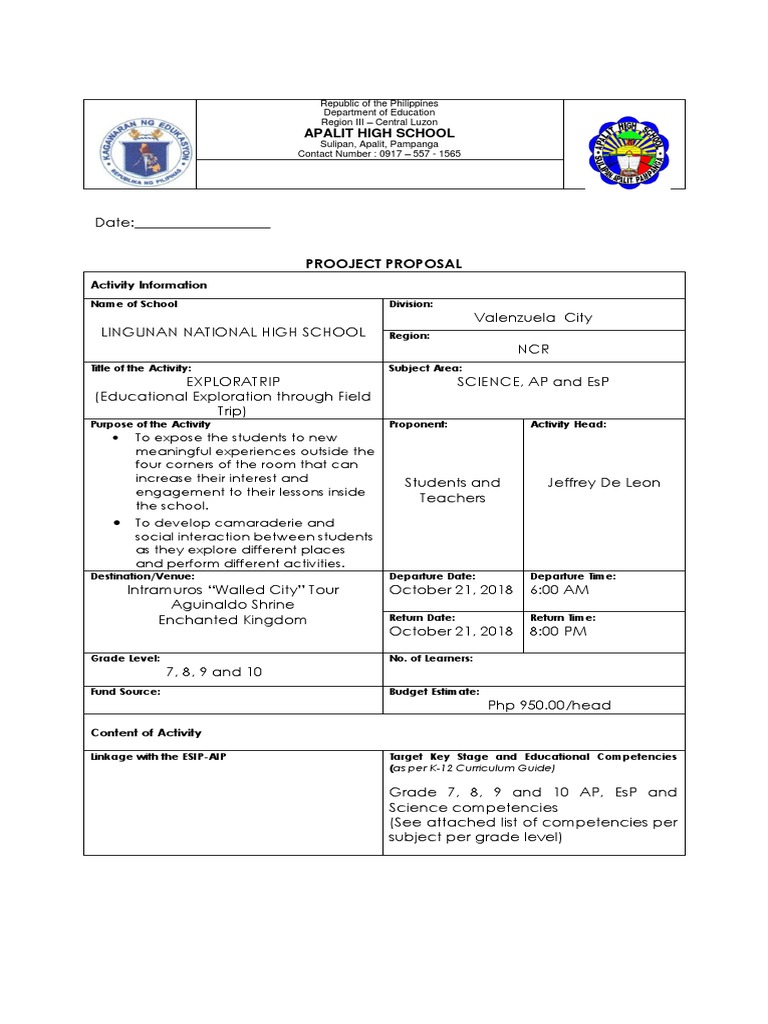 Prooject Proposal: Apalit High School | PDF | Learning | Behavior Modification