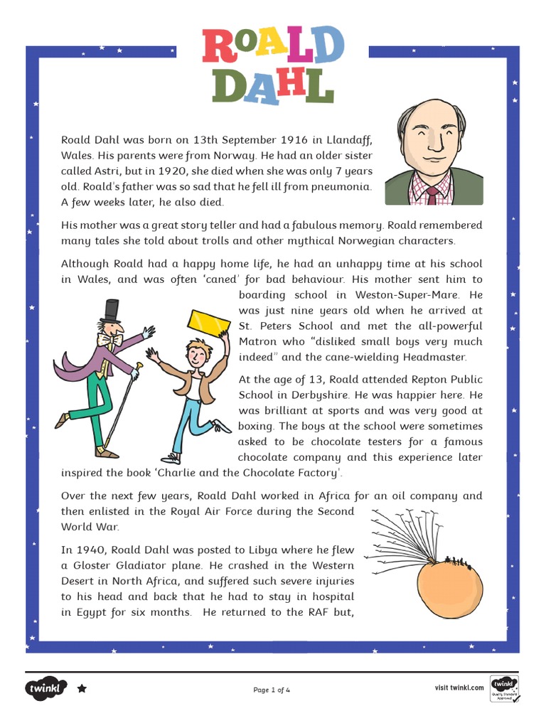 Roald Dahl: A Biography for Kids | PDF