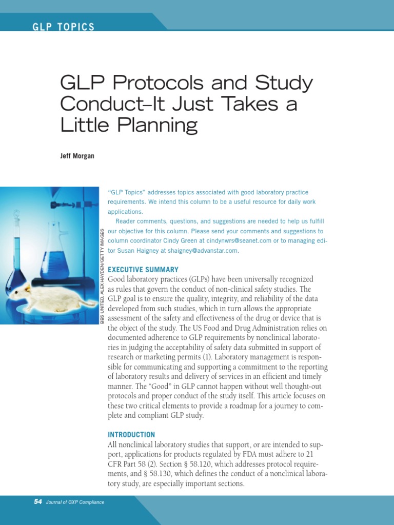 GLP Protocols and Study Conduct-It Just Takes A Little Planning | PDF ...