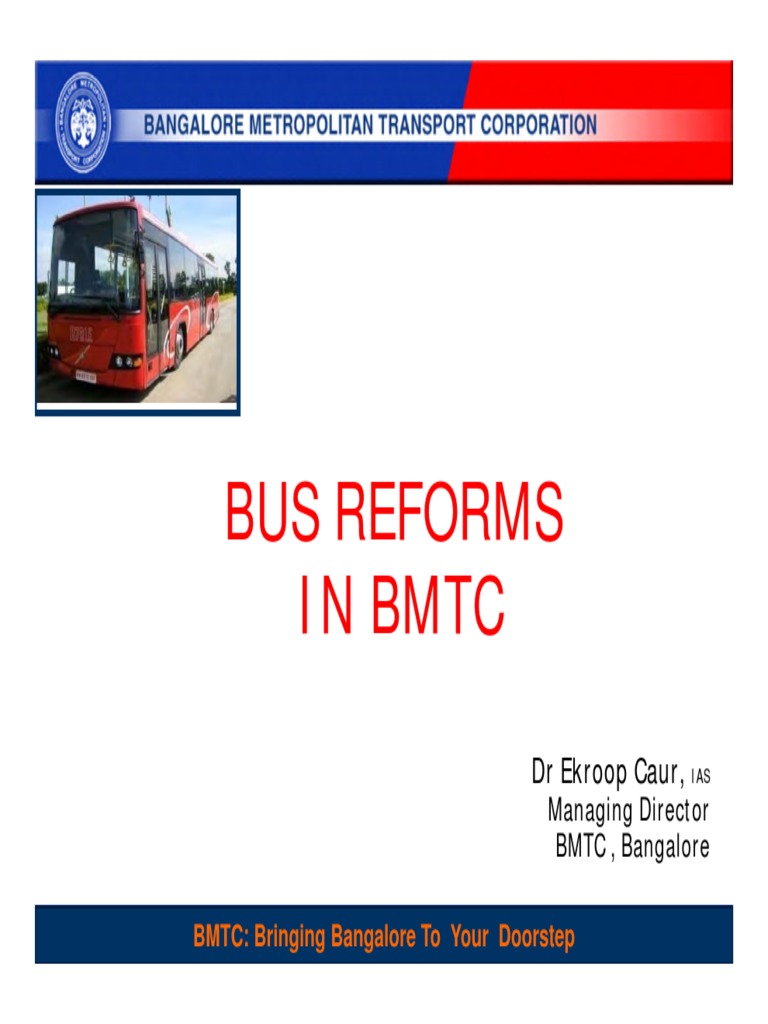 2b.1 - BusReforms - BMTC Bangalore - EkroopCaur PDF | PDF | Bus | Transport