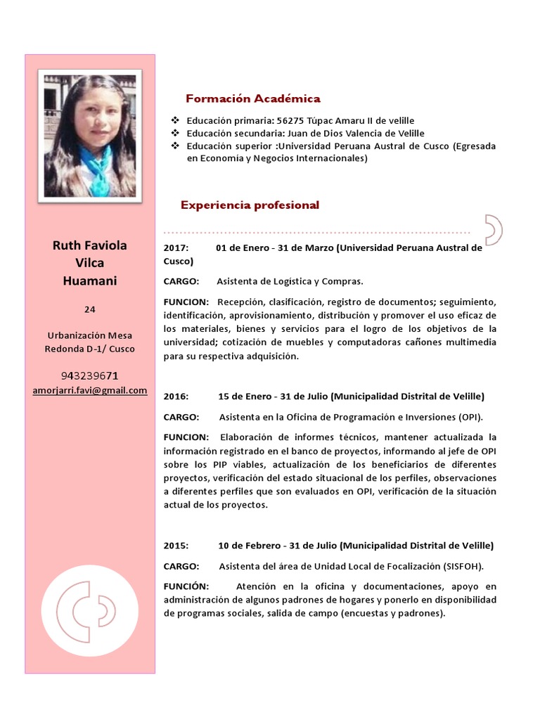 Modelo de cv | Perú | Negocios