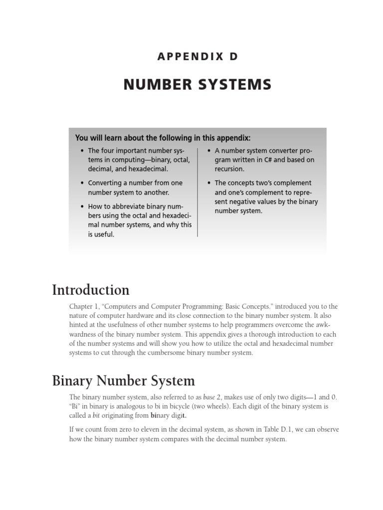 Number Systems: Appendix D | PDF | Elementary Mathematics | Theoretical Computer Science