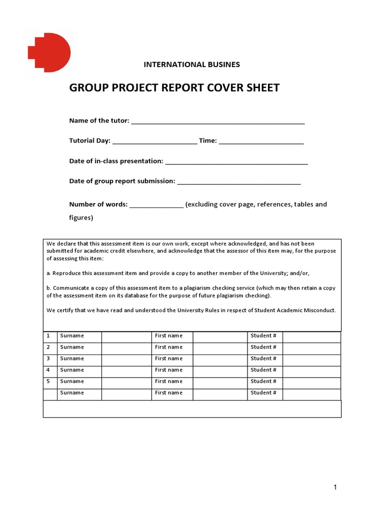 Group Project Report Cover Sheet | PDF