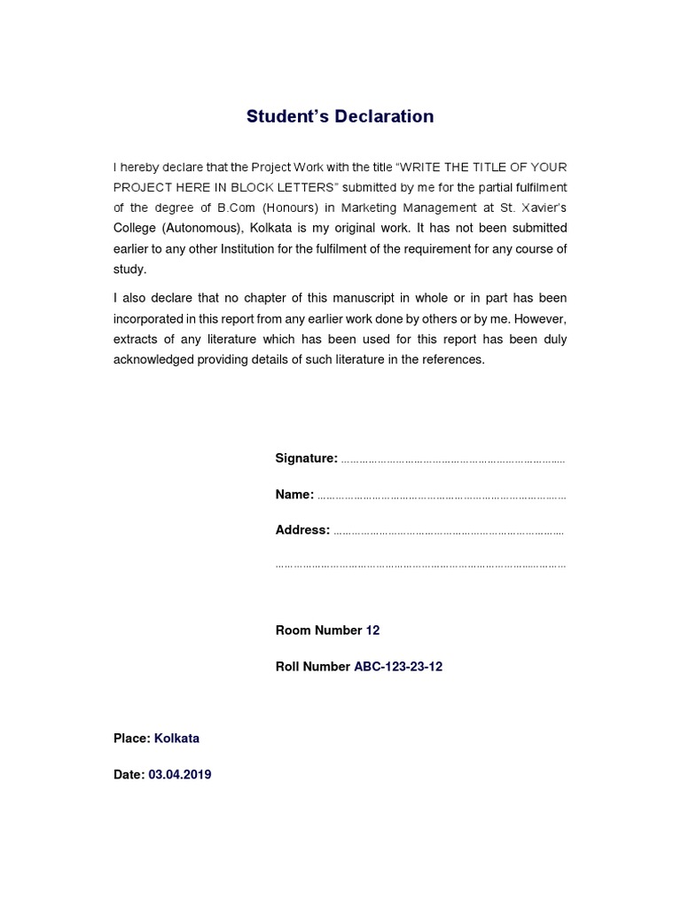 Students Declaration | PDF