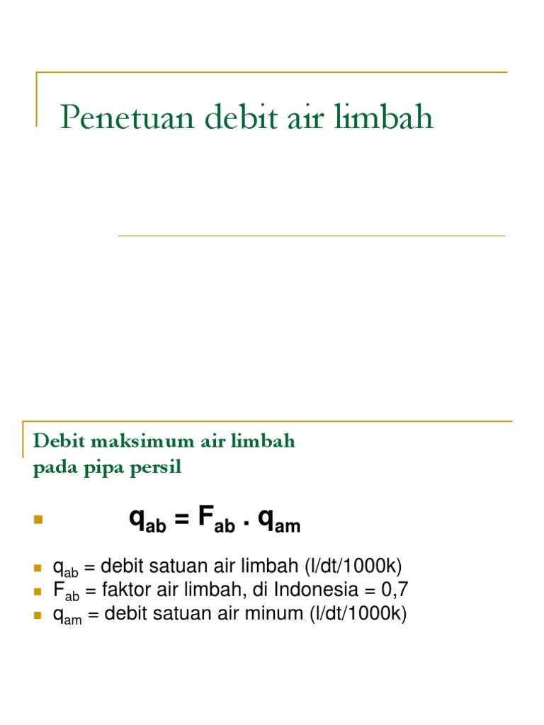 Perhitungan Debit Air Limbah Domestik | PDF