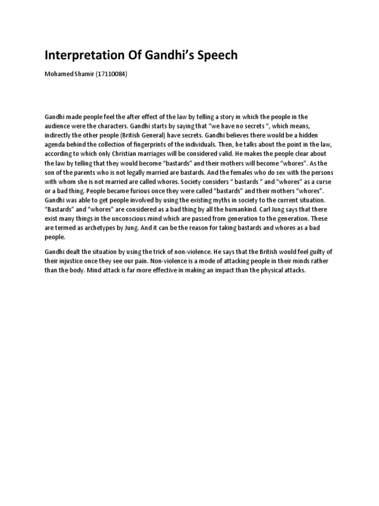 Interpretation of Gandhi's Speech | PDF