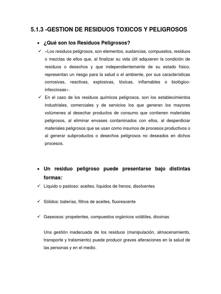 Gestion de Residuos Toxicos y Peligrosos | PDF | Exterioridad | Residuos