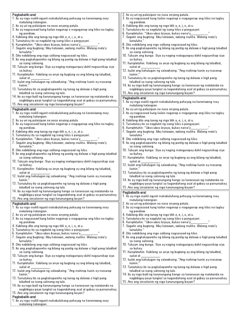 Grade 8 Quiz Bee Q1A | PDF