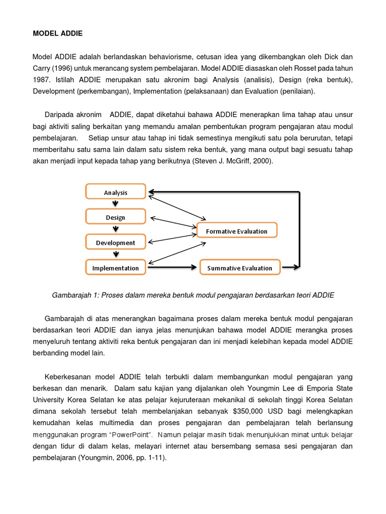 Model Addie Dalam Proses Reka Bentuk Mod | PDF