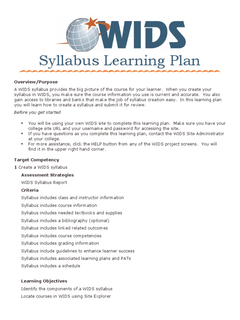 Syllabus Learning Plan | PDF | Syllabus | Login